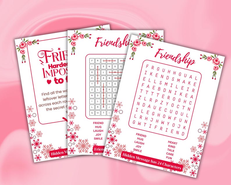 Friendship Word Search Puzzle With Hidden Message 10 Words Printable ...