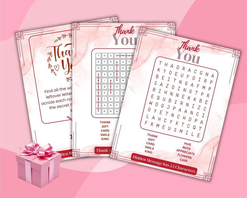 Thank You Word Search Puzzle With Hidden Message 10 Words Printable ...