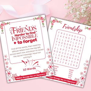 Friendship Word Search Puzzle With Hidden Message | 10 Words Printable ...