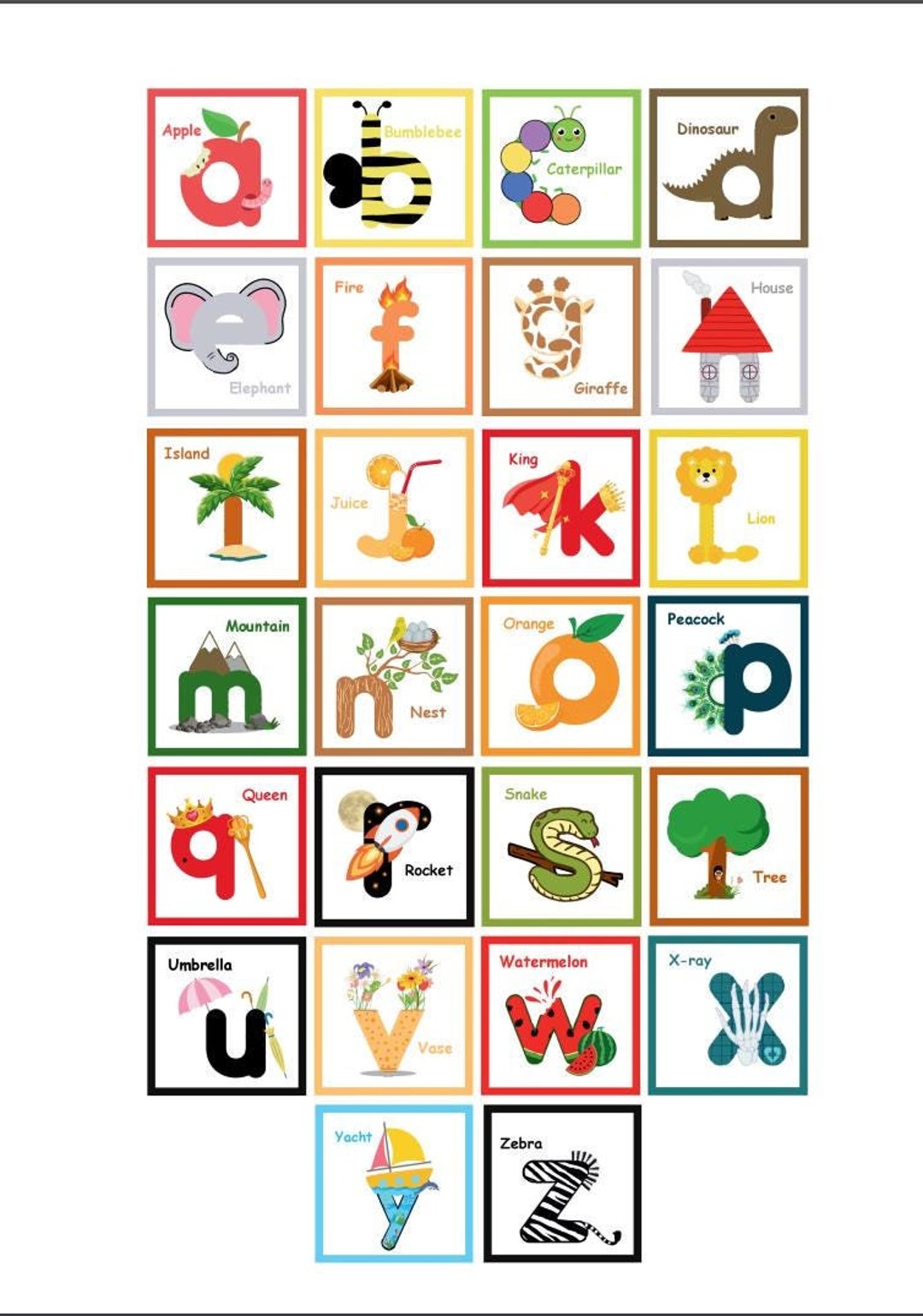 Alphabet Poster, Printable Poster, Digital Alphabet Print, Teacher ...