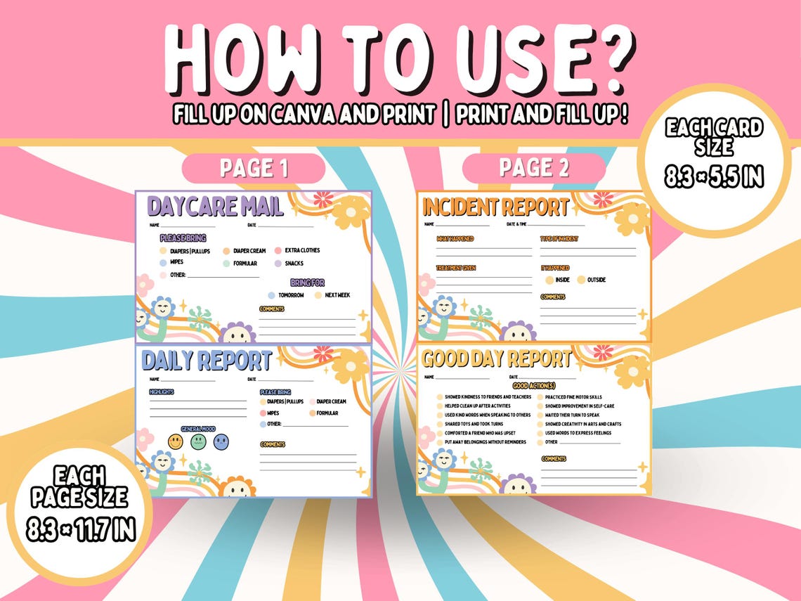 Printable Daycare Notes: Parent Communication Cards (PDF) - Etsy