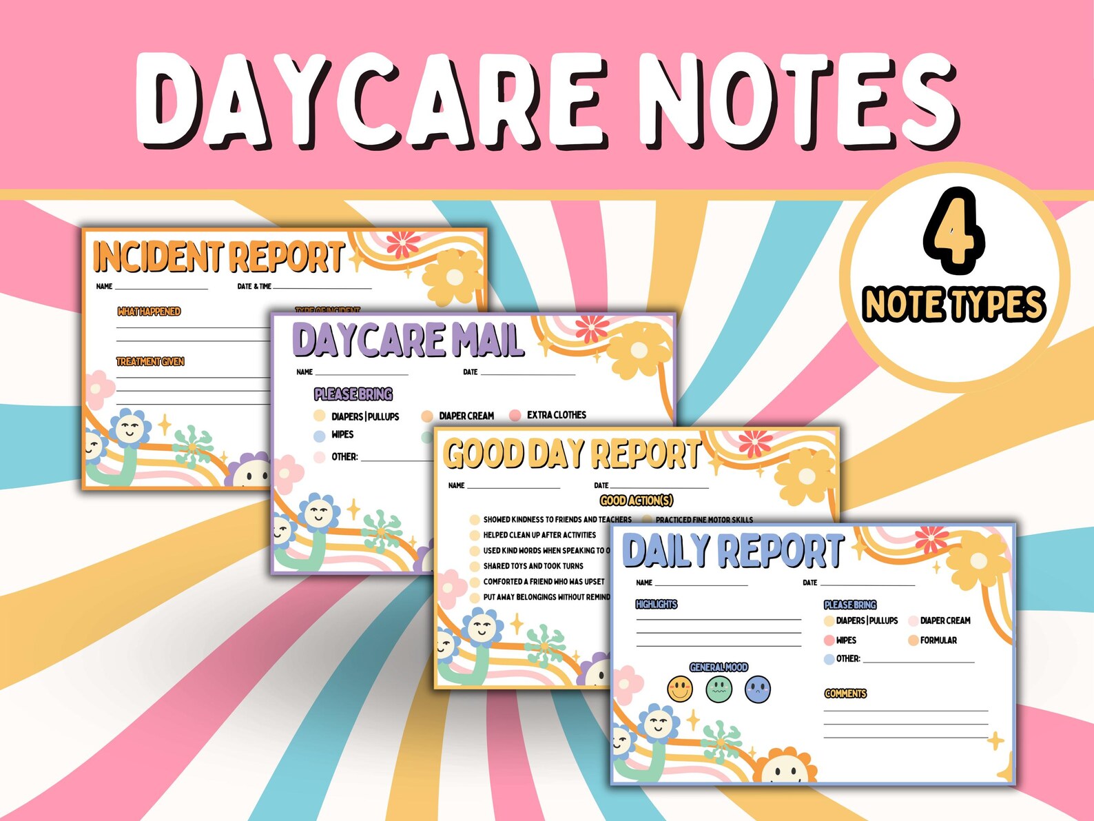 Printable Daycare Notes: Parent Communication Cards (PDF) - Etsy