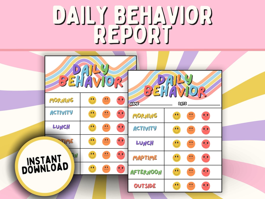Instant Download Printable Daycare Preschool Daily Behavior Report ...