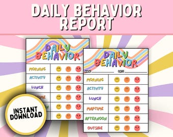 INSTANT DOWNLOAD PRINTABLE Daycare Preschool Daily Behavior Report ...