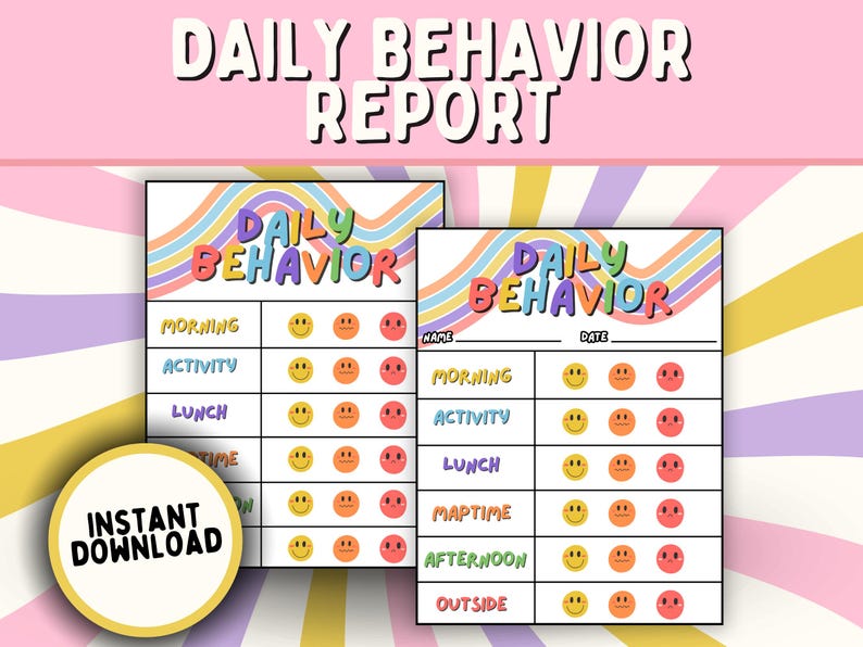 Daily Behavior Report Chart: Preschool & Daycare (editable PDF) - Etsy