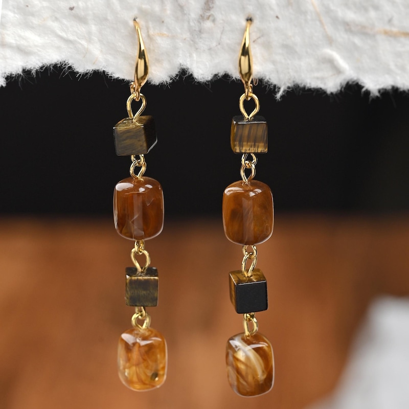 Drop Earrings Tigers Eye - Etsy