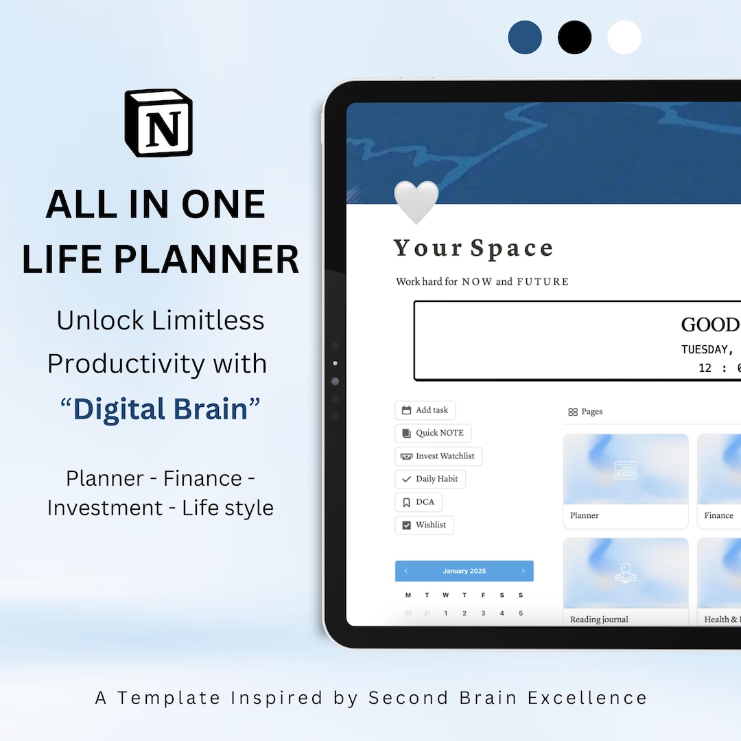 Digital Brain - All in One Life Planner - Etsy