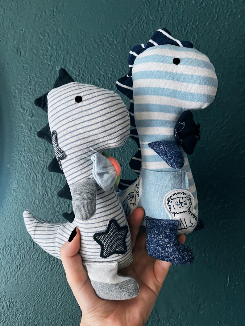 Custom Keepsake Dinosaur– Memory Plush Made From Baby Clothes ...
