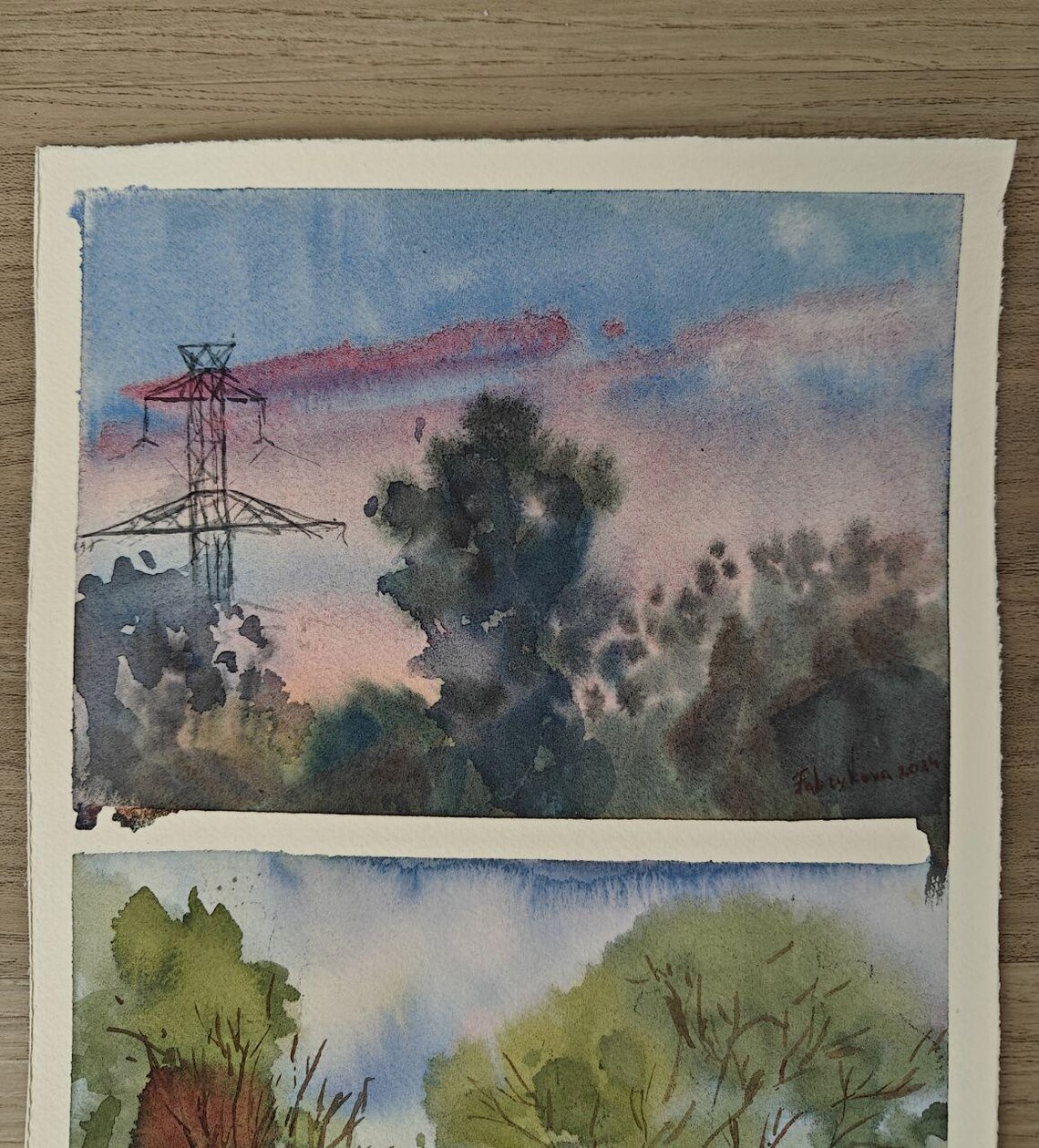 Original Watercolor Sunset Landscape Painting (7.5x11.25 Inches) - Etsy