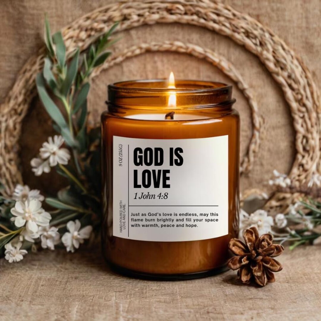 Bible Verse Candle: God is Love, Christian Gift, Coconut Apricot Wax - Etsy