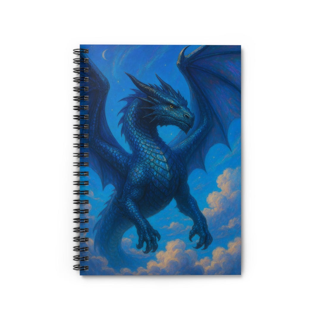 Dragon Spiral Notebook - Dark Blue Fantasy Ruled Line Journal ...
