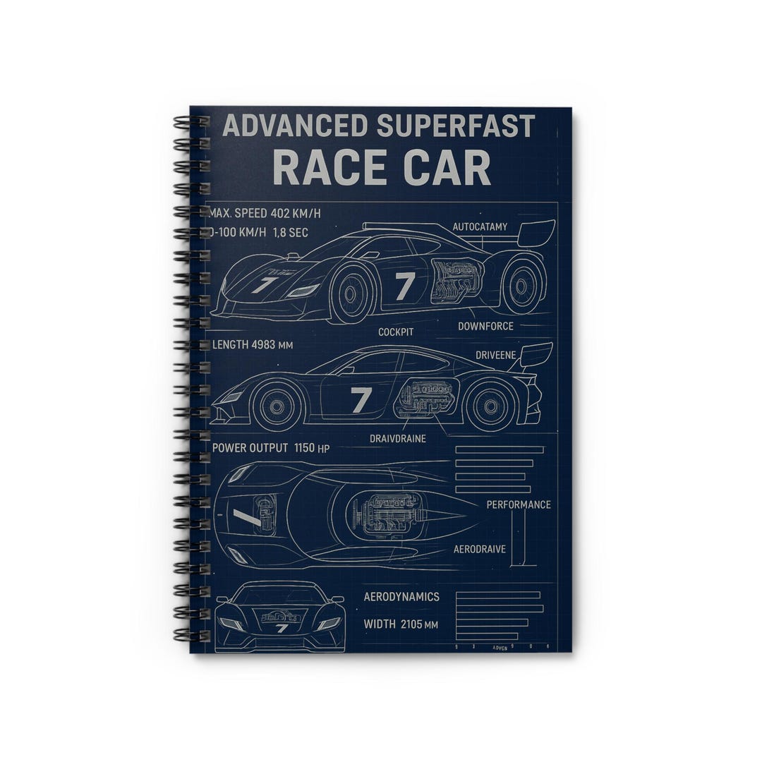 Race Car Spiral Notebook - Perfect for Car Enthusiasts, Students, or ...
