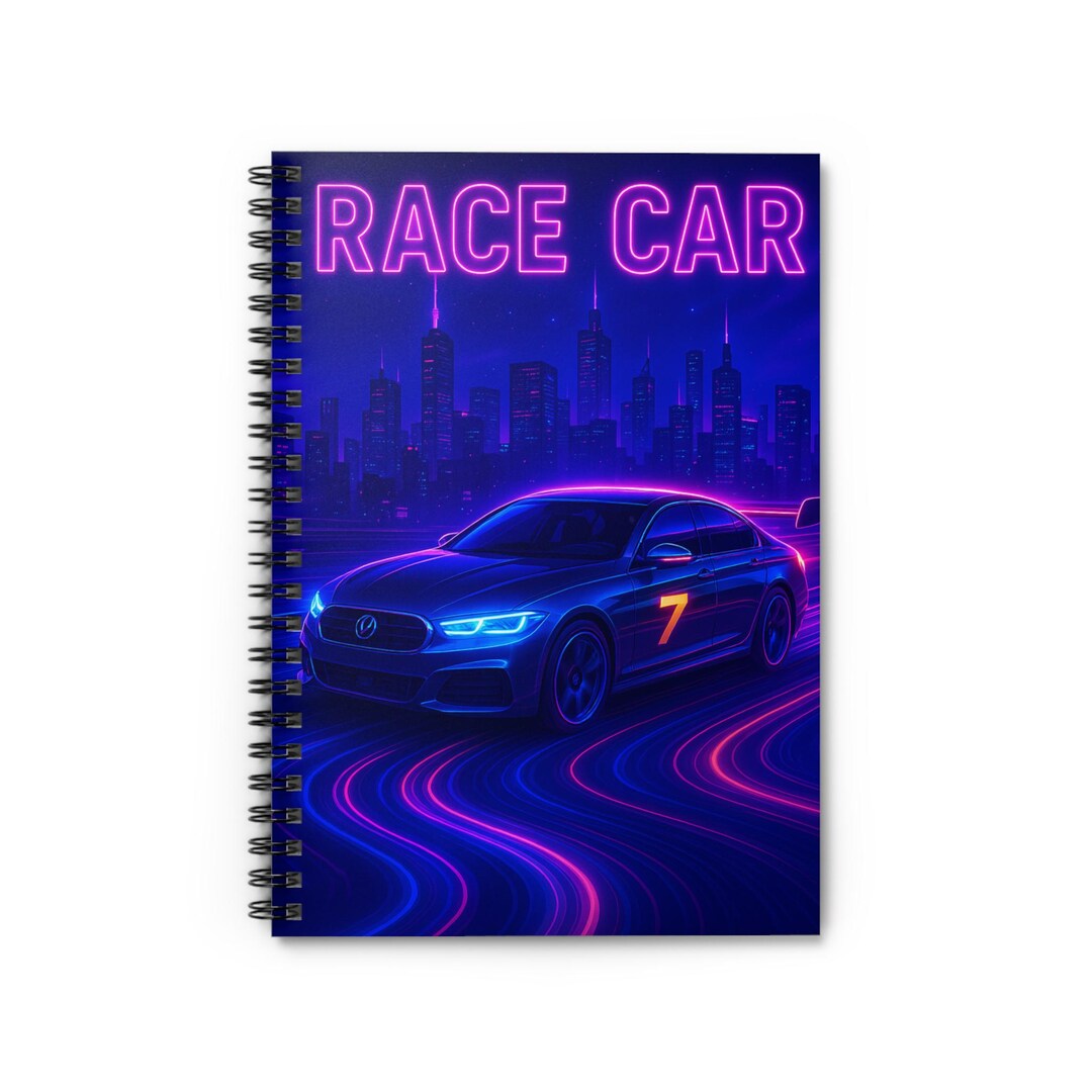 Neon Sports Car Spiral Notebook | Perfect for Car Enthusiasts, Gift for ...
