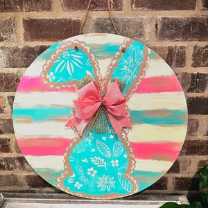 Easter Bunny Round Door Hanger - Etsy