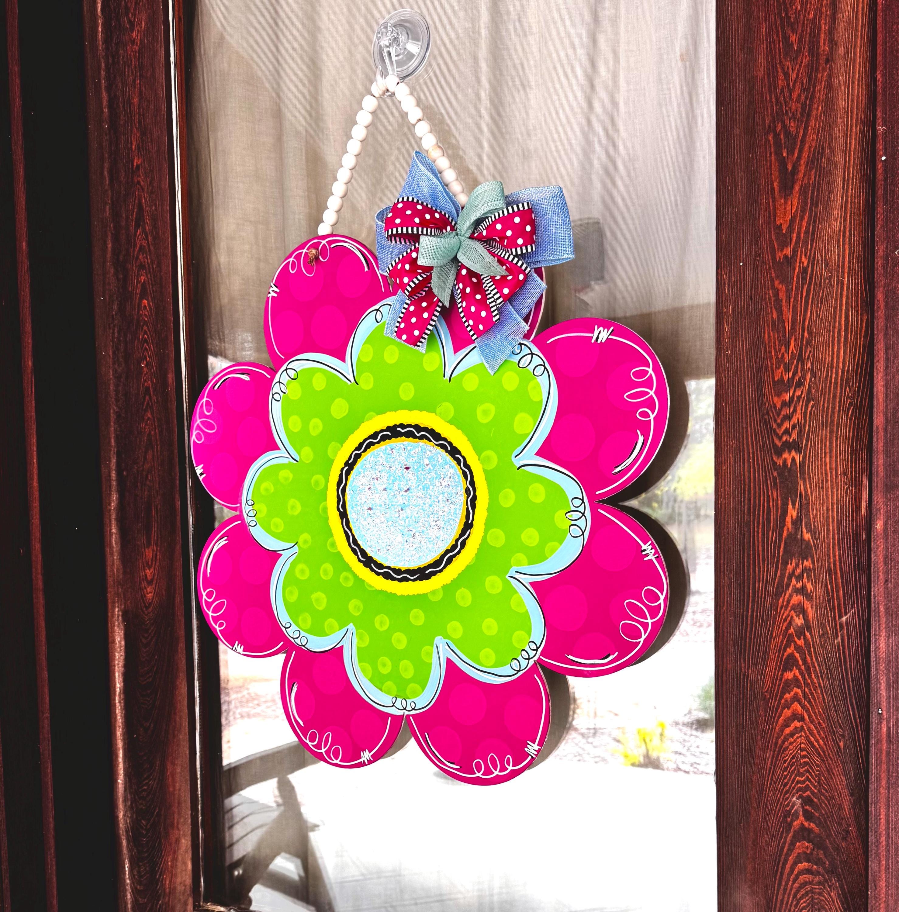 Bright Pop of Color Flower Door Hanger - Etsy