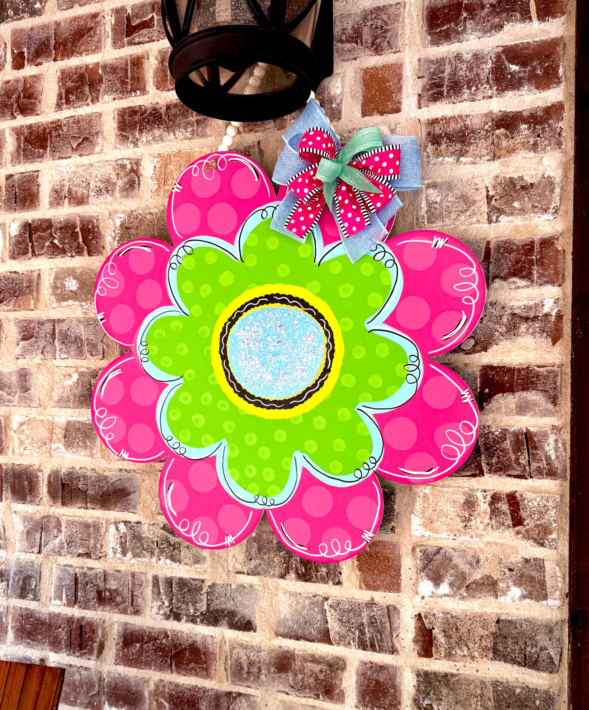 Bright Pop of Color Flower Door Hanger - Etsy