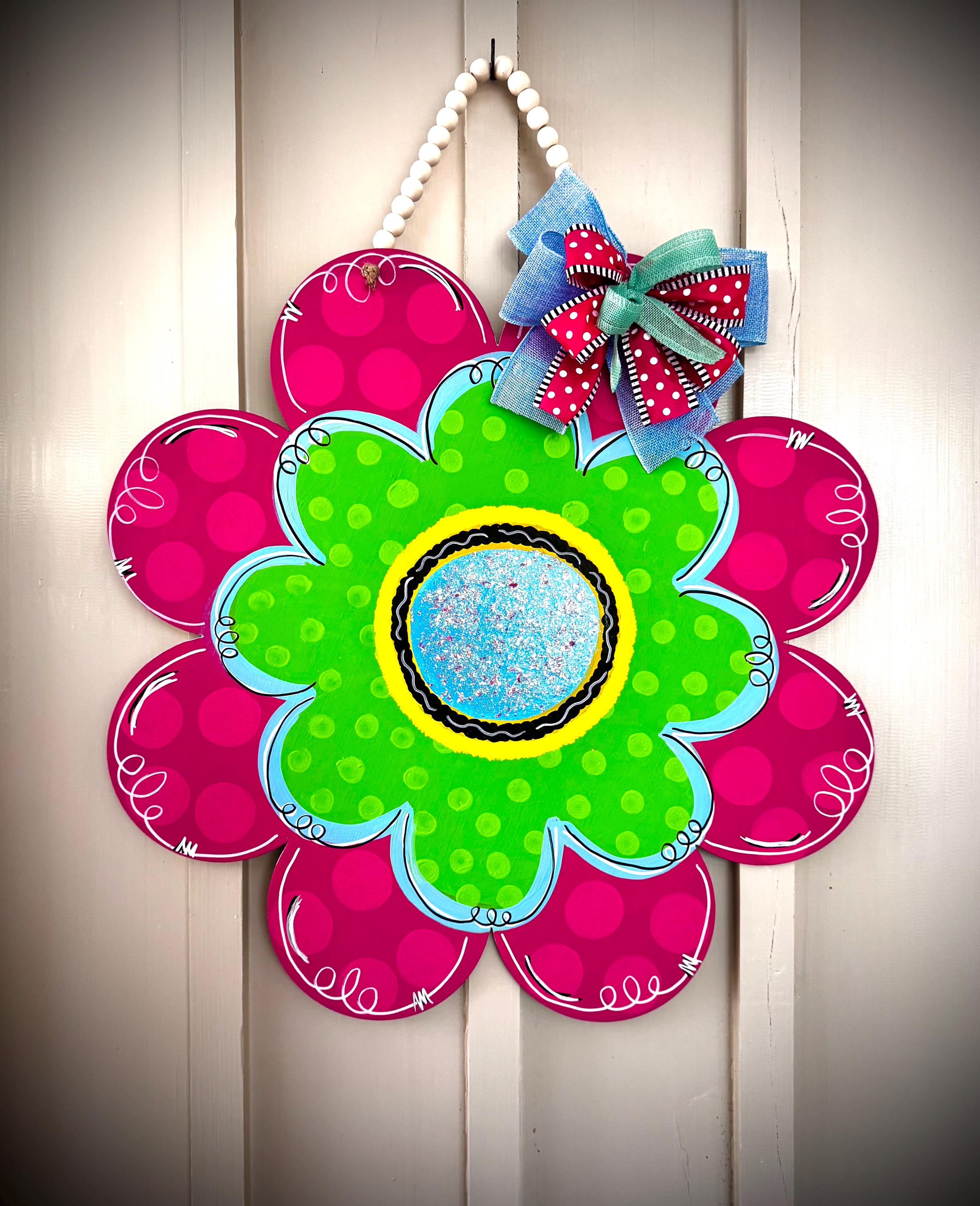 Bright Pop of Color Flower Door Hanger - Etsy