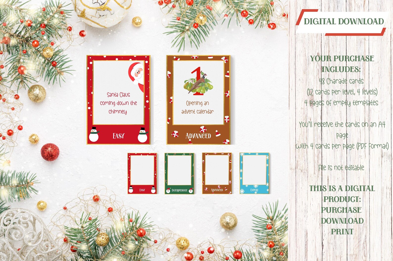 Christmas Charades, Christmas Printable Game, Christmas Pictionary ...