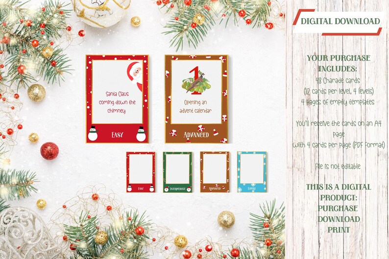 Christmas Charades, Christmas Printable Game, Christmas Pictionary ...