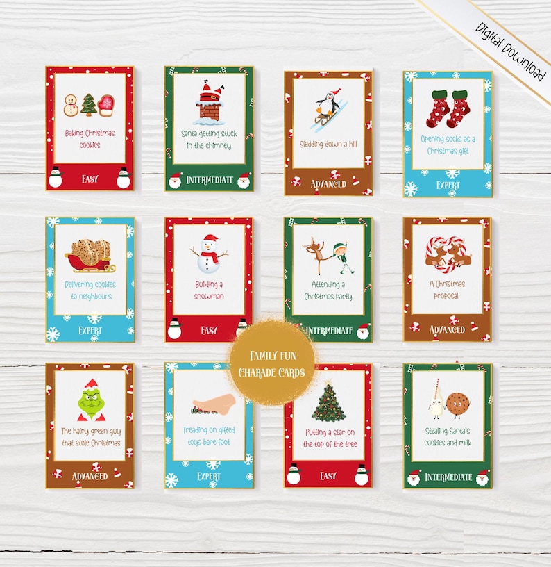 Christmas Charades, Christmas Printable Game, Christmas Pictionary ...
