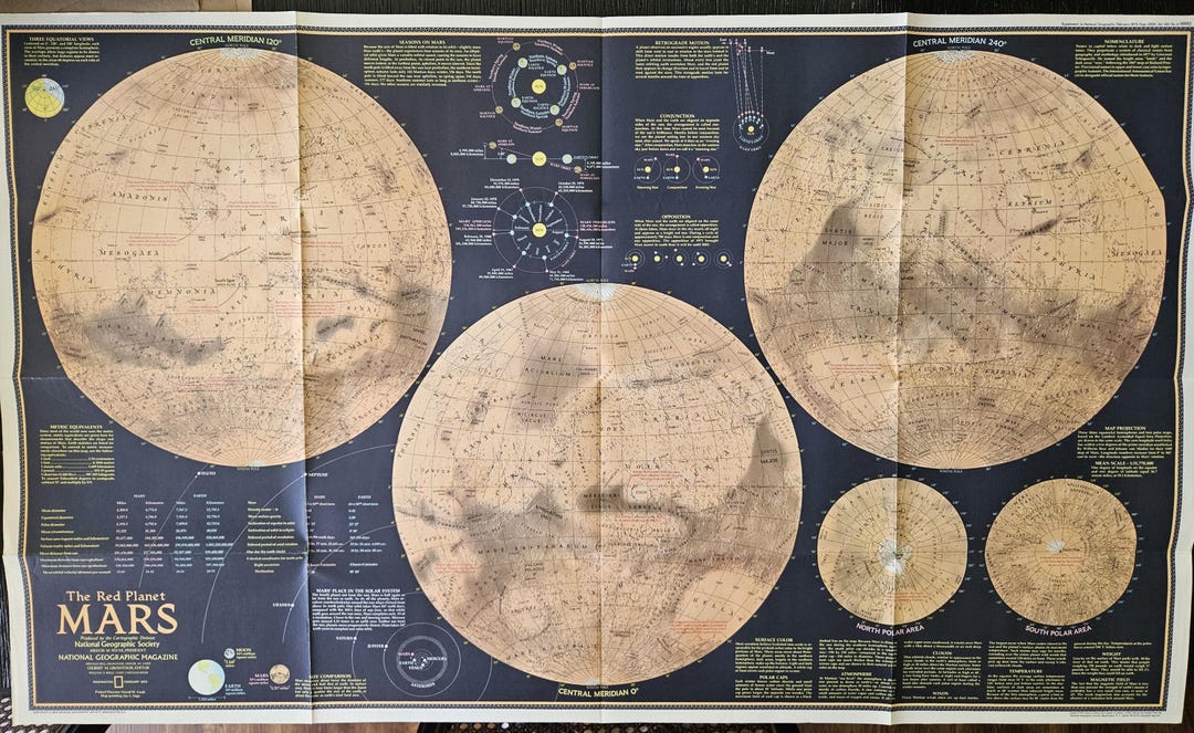 National Geographic 1973 Mars Map - Etsy