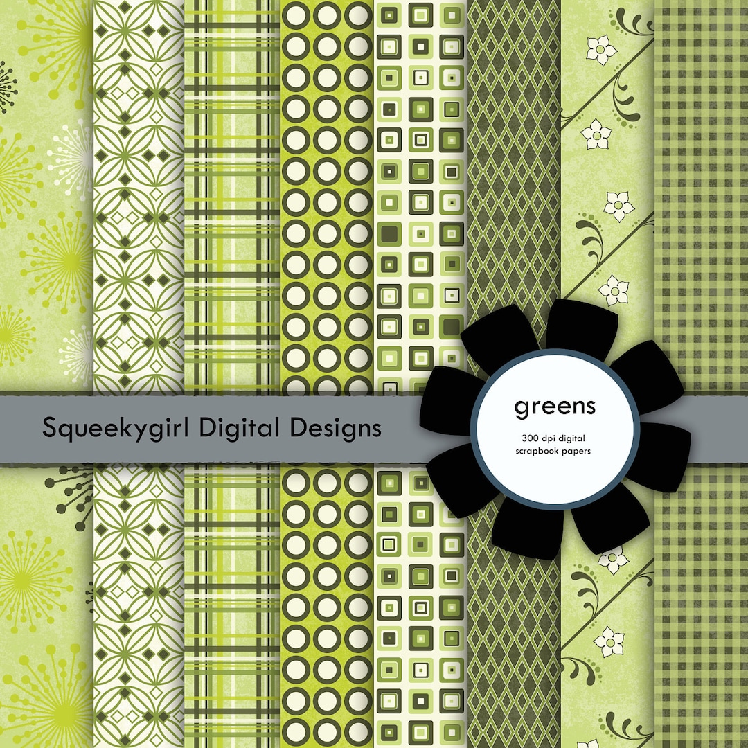 Green Digital Papers - 8 Pack - 12 X 12 Inches - Etsy