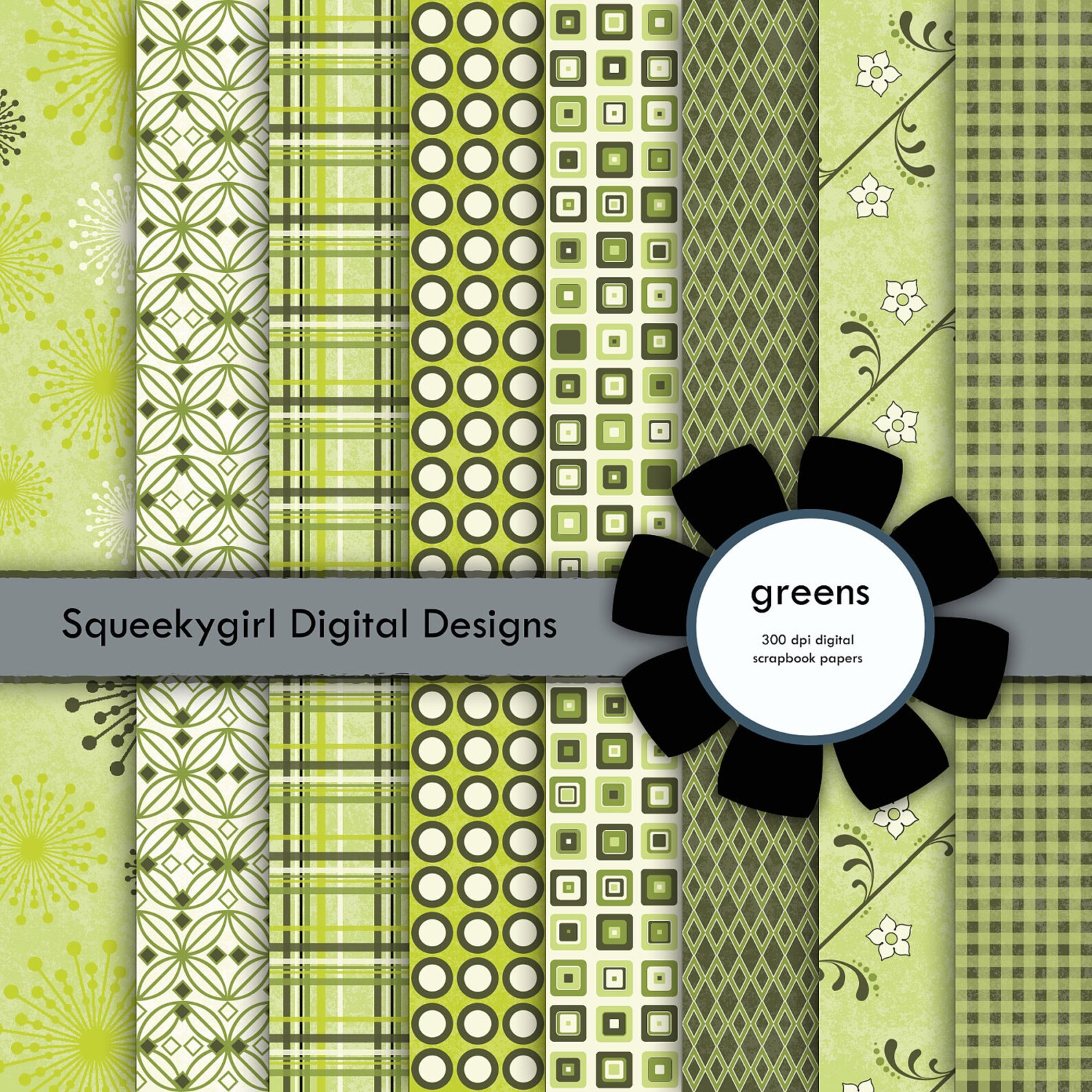 Green Digital Papers - 8 Pack - 12 X 12 Inches - Etsy