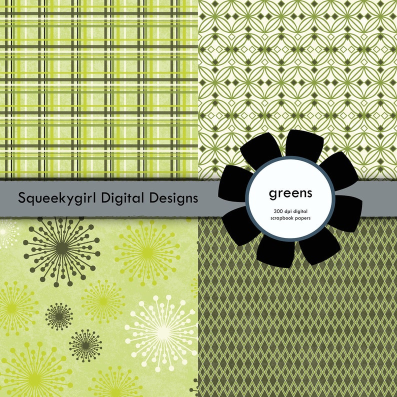 Green Digital Papers - 8 Pack - 12 X 12 Inches - Etsy