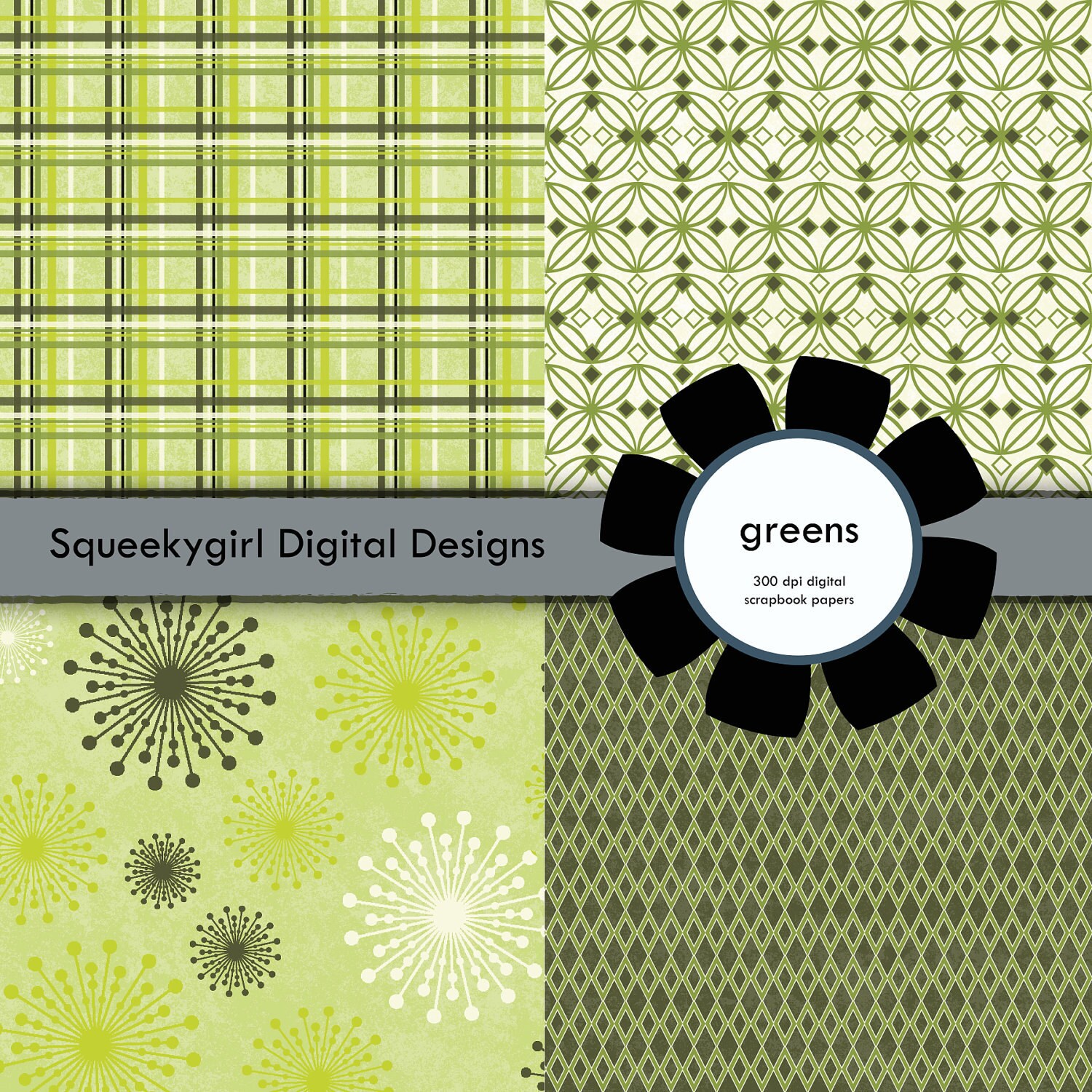 Green Digital Papers - 8 Pack - 12 X 12 Inches - Etsy