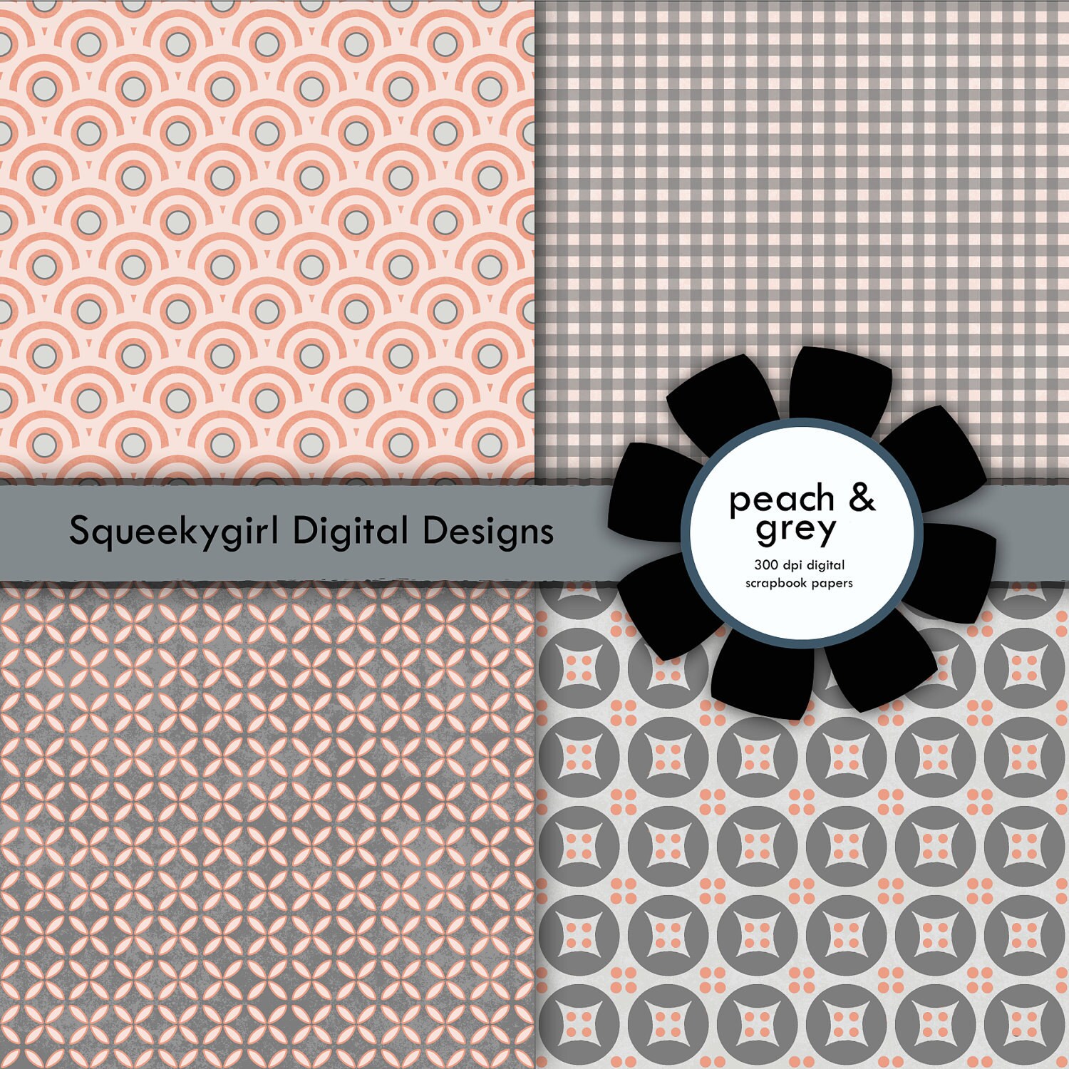 Peach & Grey Digital Paper - 8 Pack - 12 X 12 In - Etsy