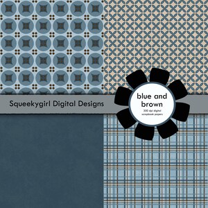 Brown and Blue Digital Paper - 8 Pack - 12 X 12 In - Etsy