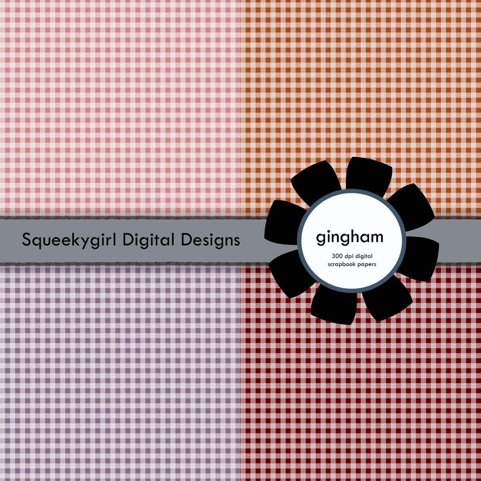 Gingham Digital Paper - 8 Pack - 12x12 in - Digital Download - Etsy