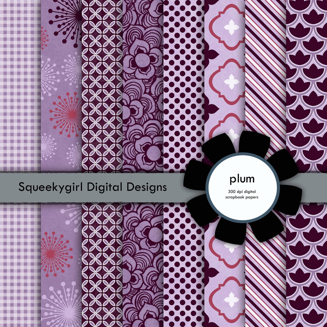 Plum / Purple Digital Paper - 8 Pack - 12 X 12 In - Etsy