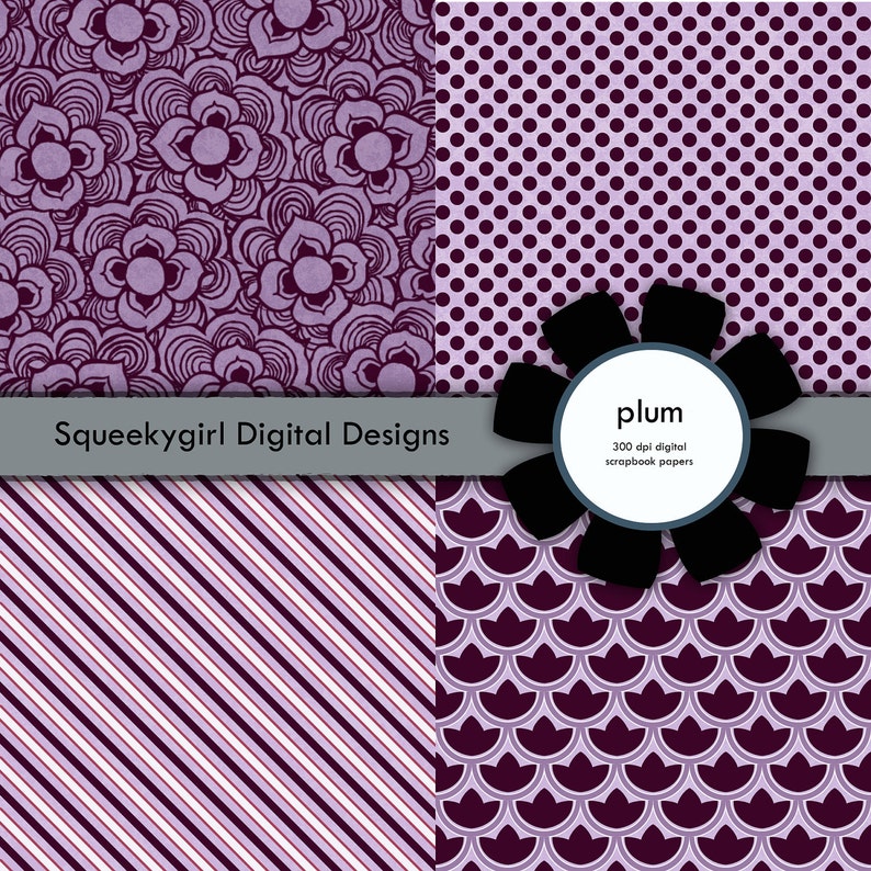 Plum / Purple Digital Paper - 8 Pack - 12 X 12 In - Etsy