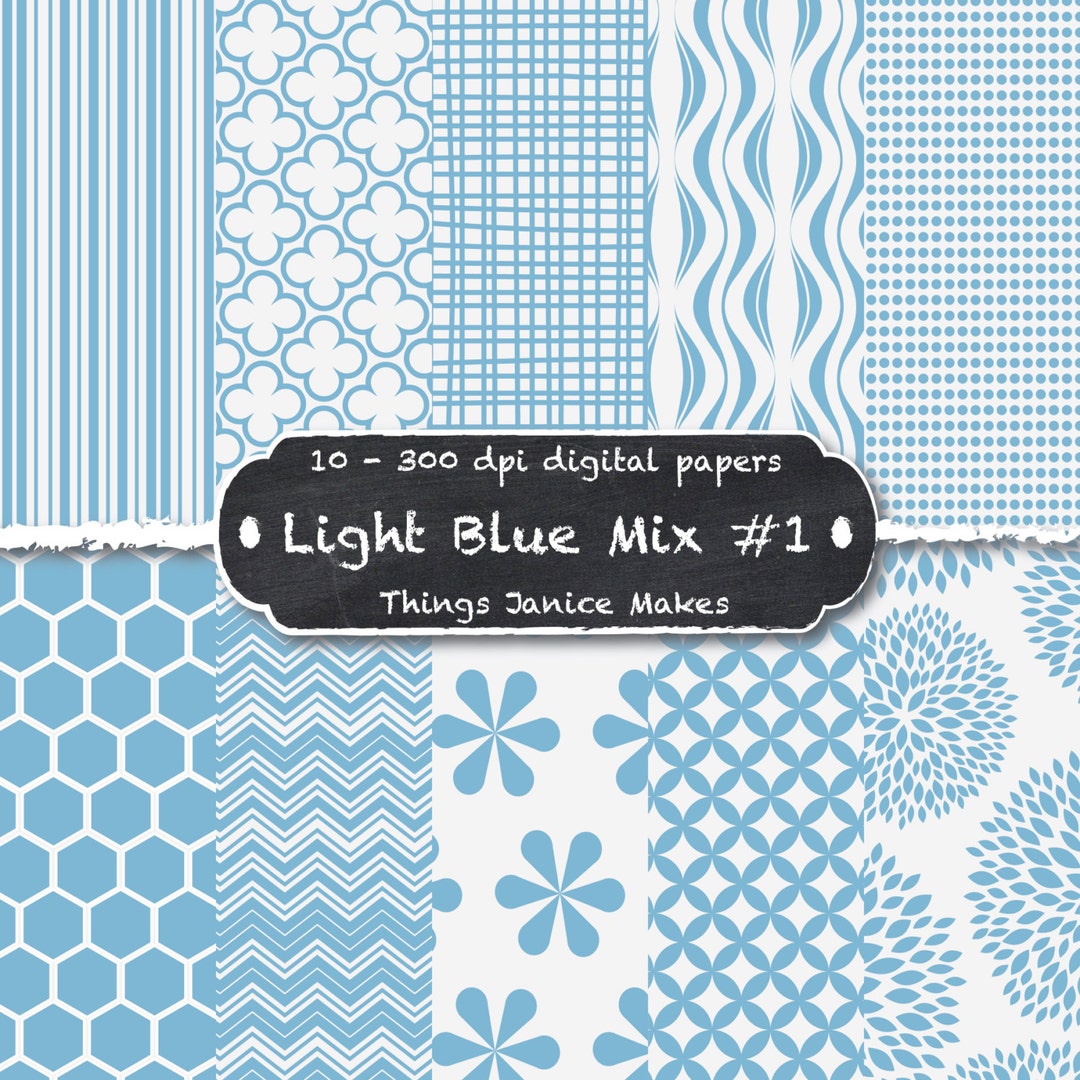 Light Blue Digital Paper - 10 Pack 12 X 12 Inches - Etsy