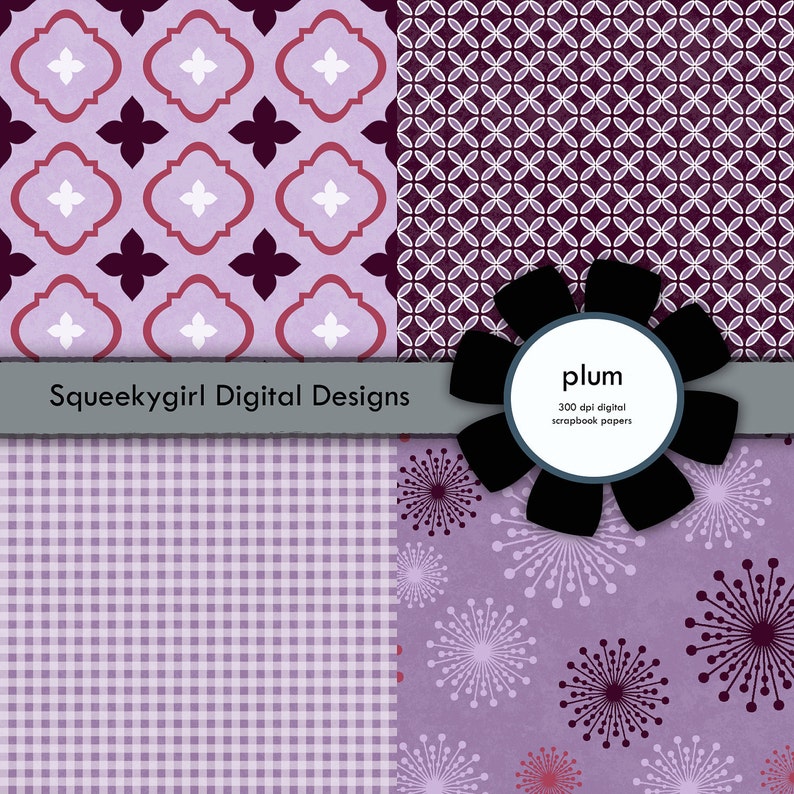 Plum / Purple Digital Paper - 8 Pack - 12 X 12 In - Etsy