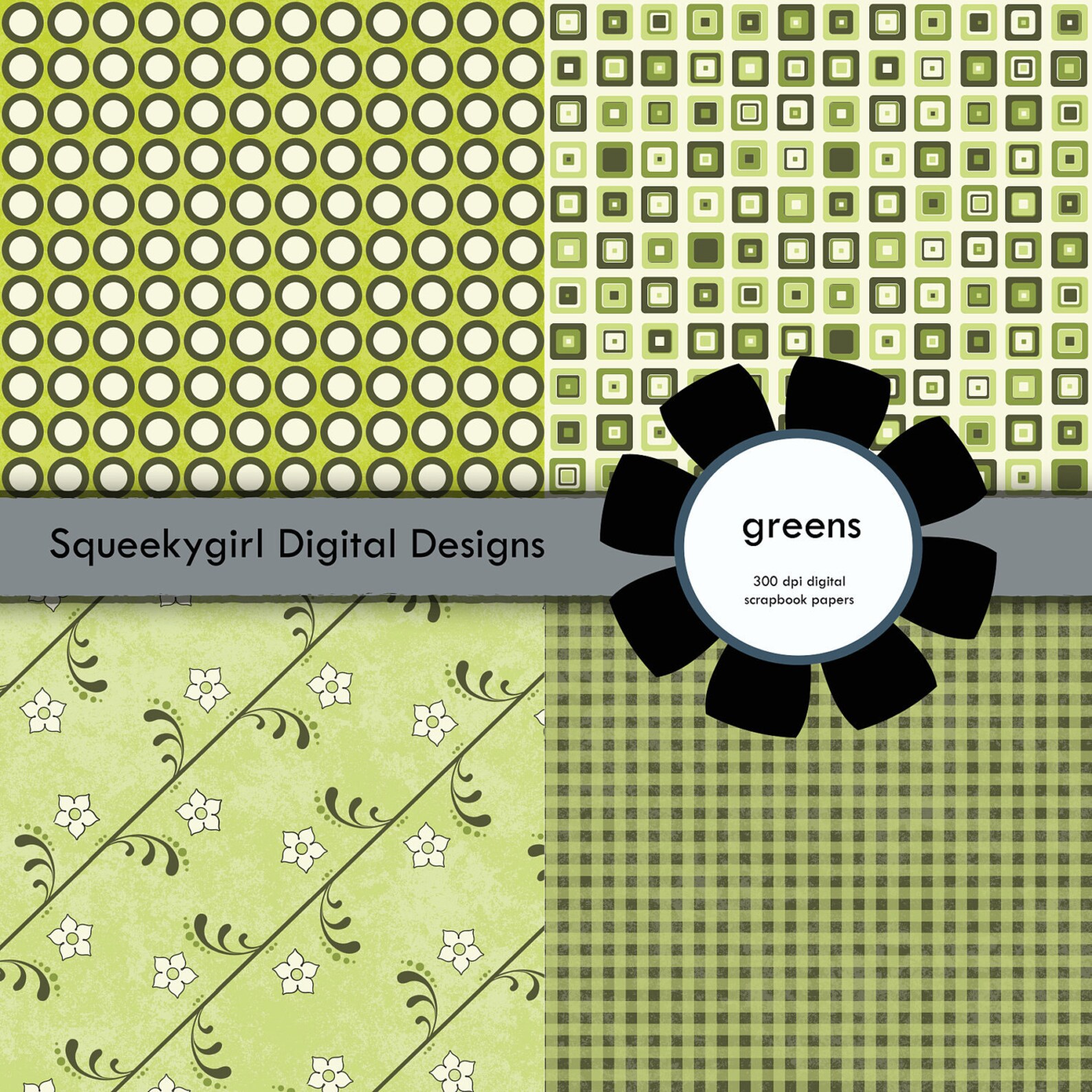 Green Digital Papers - 8 Pack - 12 X 12 Inches - Etsy