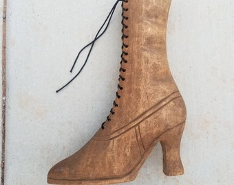 Carved Wood Boot - Etsy