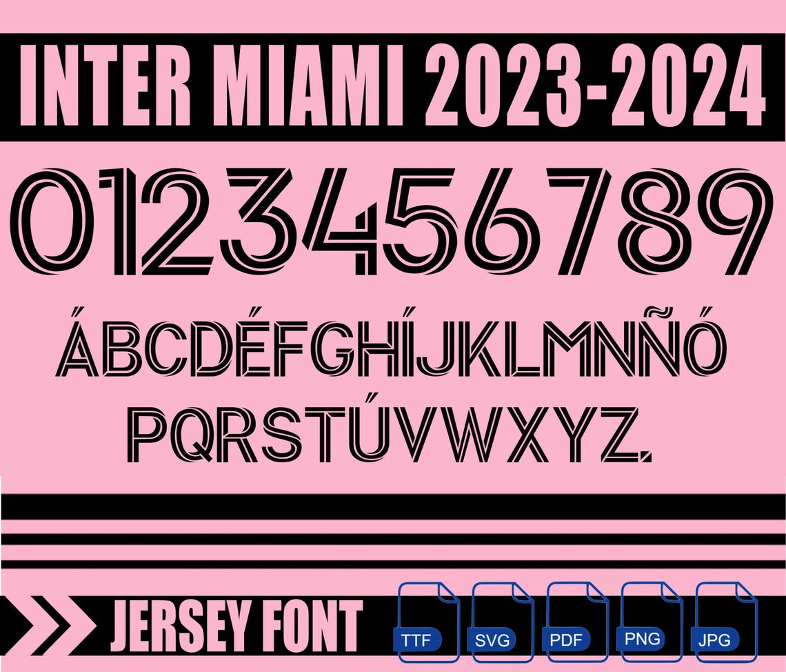 Inter Miami 2023-2025 Font Digital Download for Shirts, Names & Numbers ...