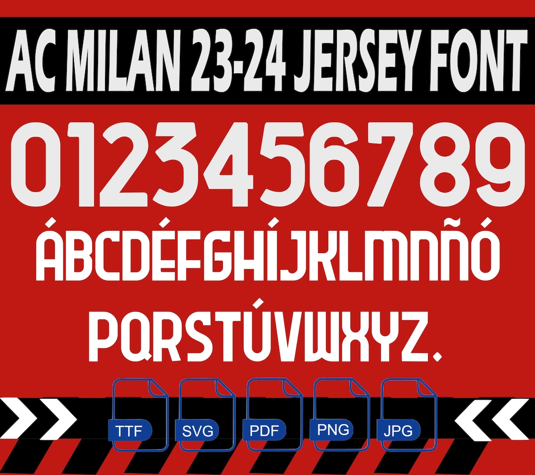 AC Milan 23-24 Font – Digital Download for Shirts, Names & Numbers ...
