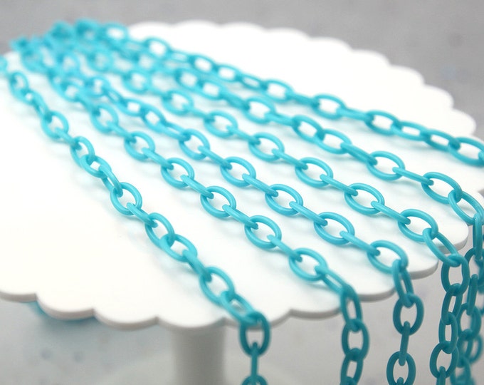 Plastic Chain - 13mm Aqua Blue Acrylic or Plastic Chain - 16.5 Inch ...