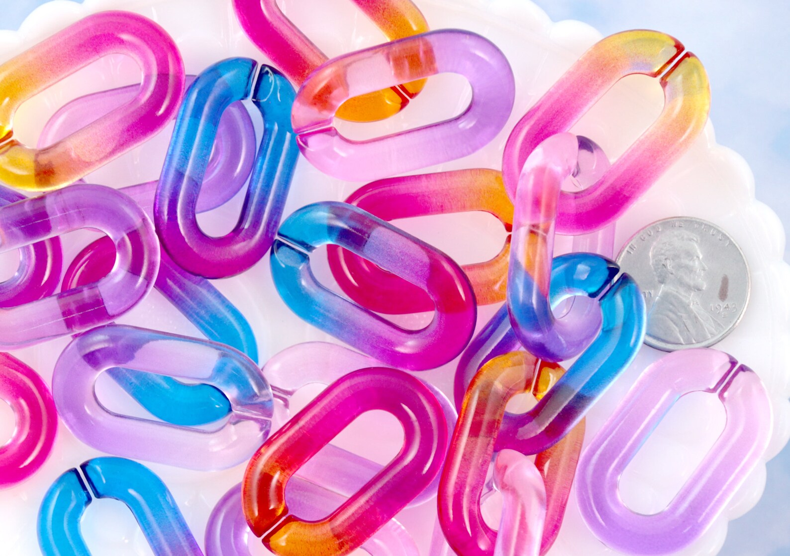 Plastic Chain Links 30mm Big Gradient Color Plastic Chain - Etsy