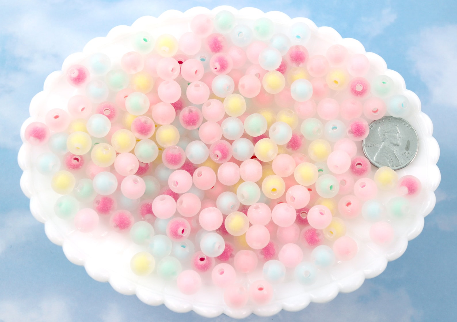 Pastel Beads - 8mm Tiny Matte Pastel Double Inner Bead Resin or Acrylic ...
