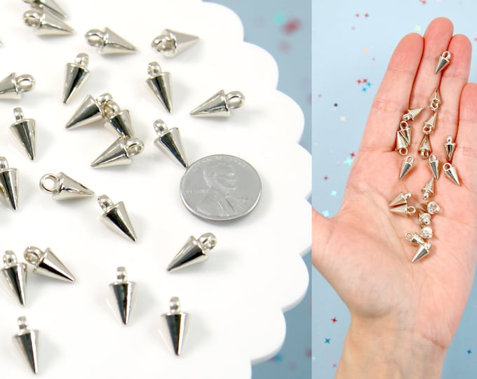 Small Spike Charms 50 Pc Set 15mm Small Spiky Charm Electroplated ...