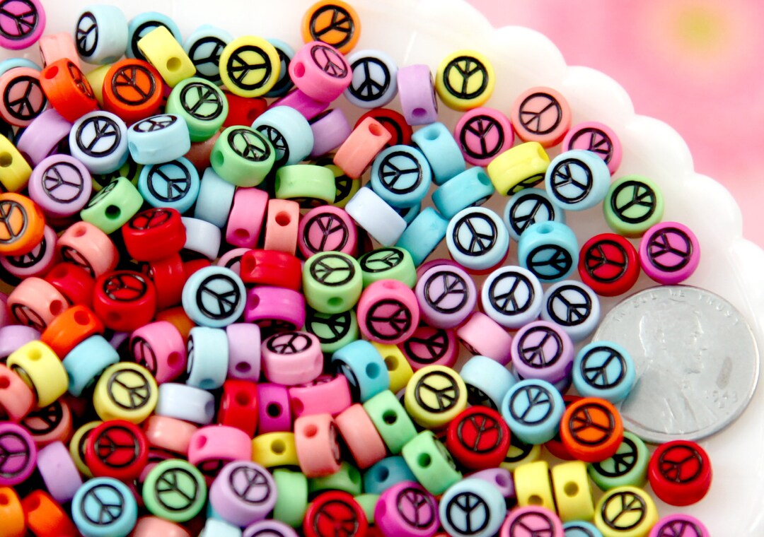 Peace Symbol Beads 7mm Tiny Peace Sign Shape Acrylic or - Etsy