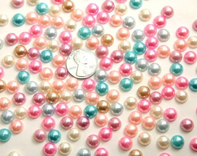 Flatback Resin Cabochons 8mm Pearl Mixed Flatback Cabochons 500 Pc Set ...
