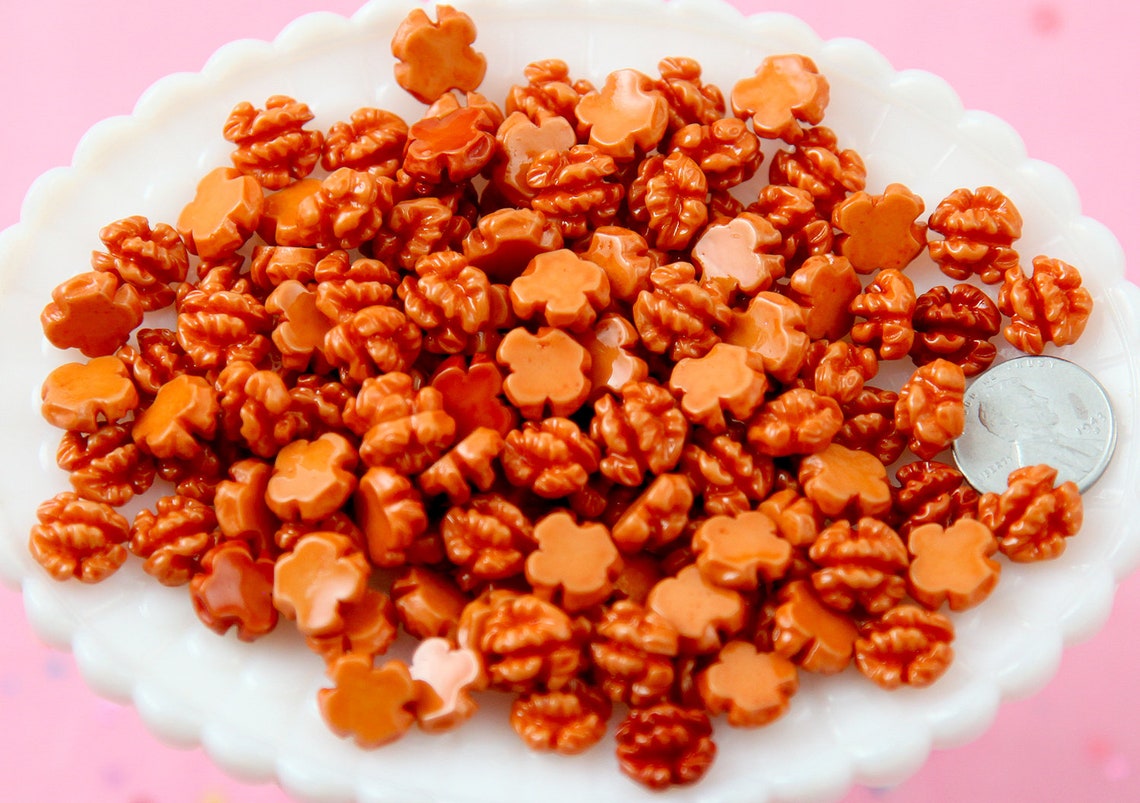 Fake Nuts - 12mm Fake Walnut Slices Plastic Food or Resin Cabochons ...
