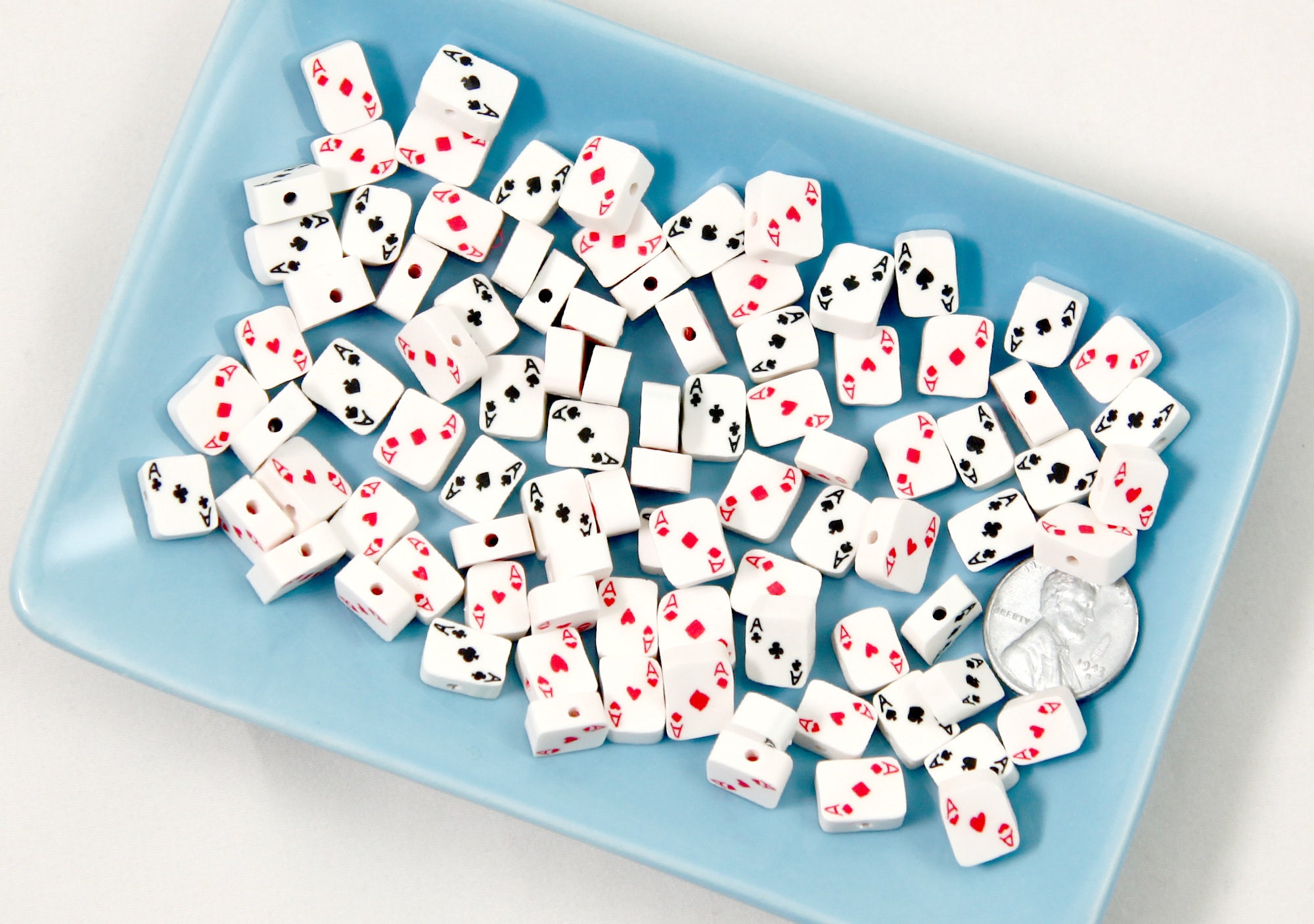 Playing Card Beads - 9mm Ace Card Suit Shape Poker Bead Fimo or Polymer ...