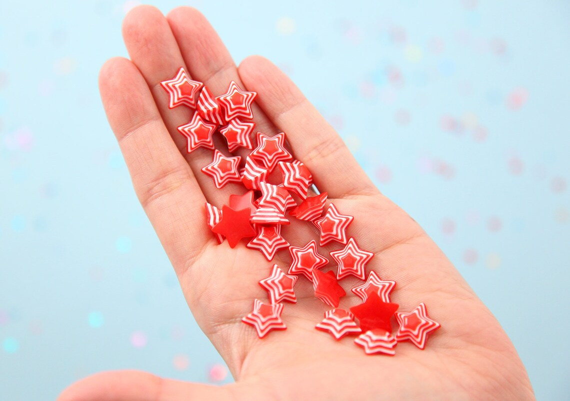 Striped Resin Stars 13mm Bright Red Striped Resin Star - Etsy