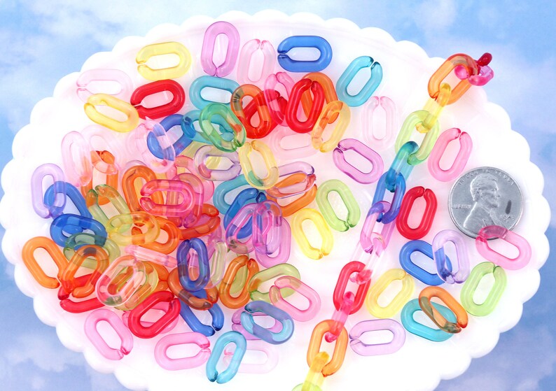 Plastic Chain Links 15mm Transparent Colorful Plastic or - Etsy